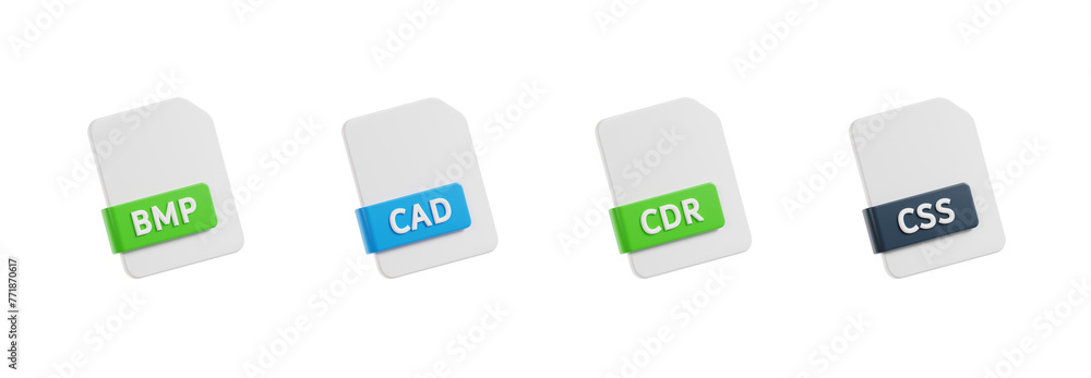 3d bmp, cad, cdr, css file, 3d render icon illustration, transparent ...