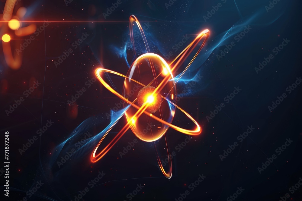 Atomic dance: subatomic realm, electrons, neutrons, and protons orbit a ...