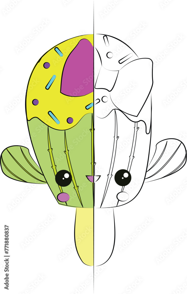 Cute cactus cartoon character coloring pages for kids' activities ...