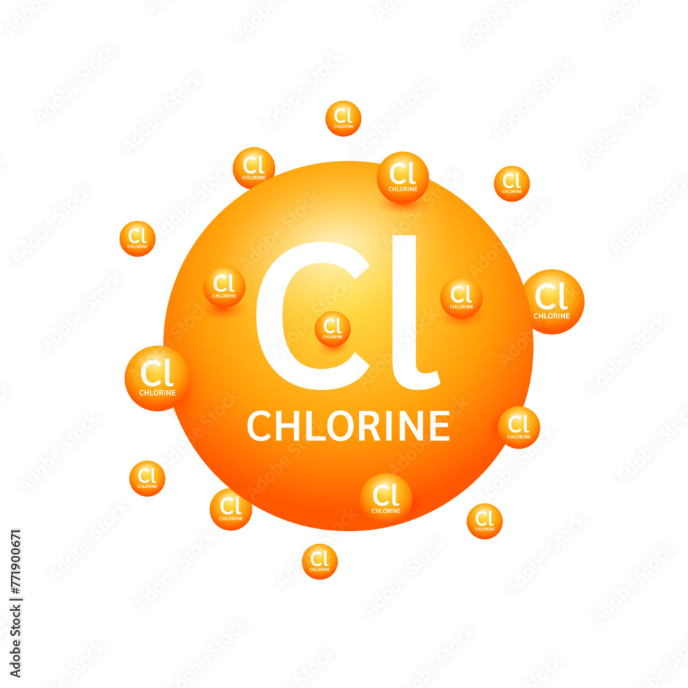 Orange chlorine minerals on white background. Natural nutrients and ...