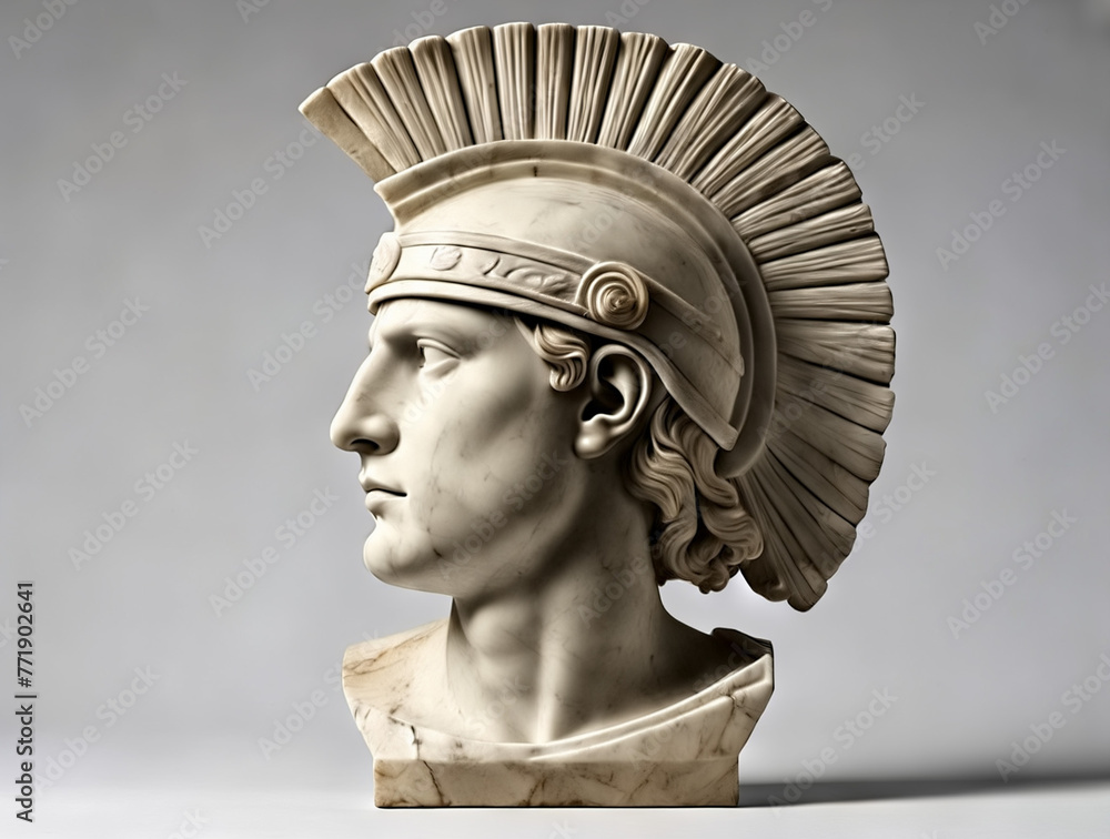 Neoclassical Marble Statue of a Spartan Hoplite in a Corinthian Helmet ...