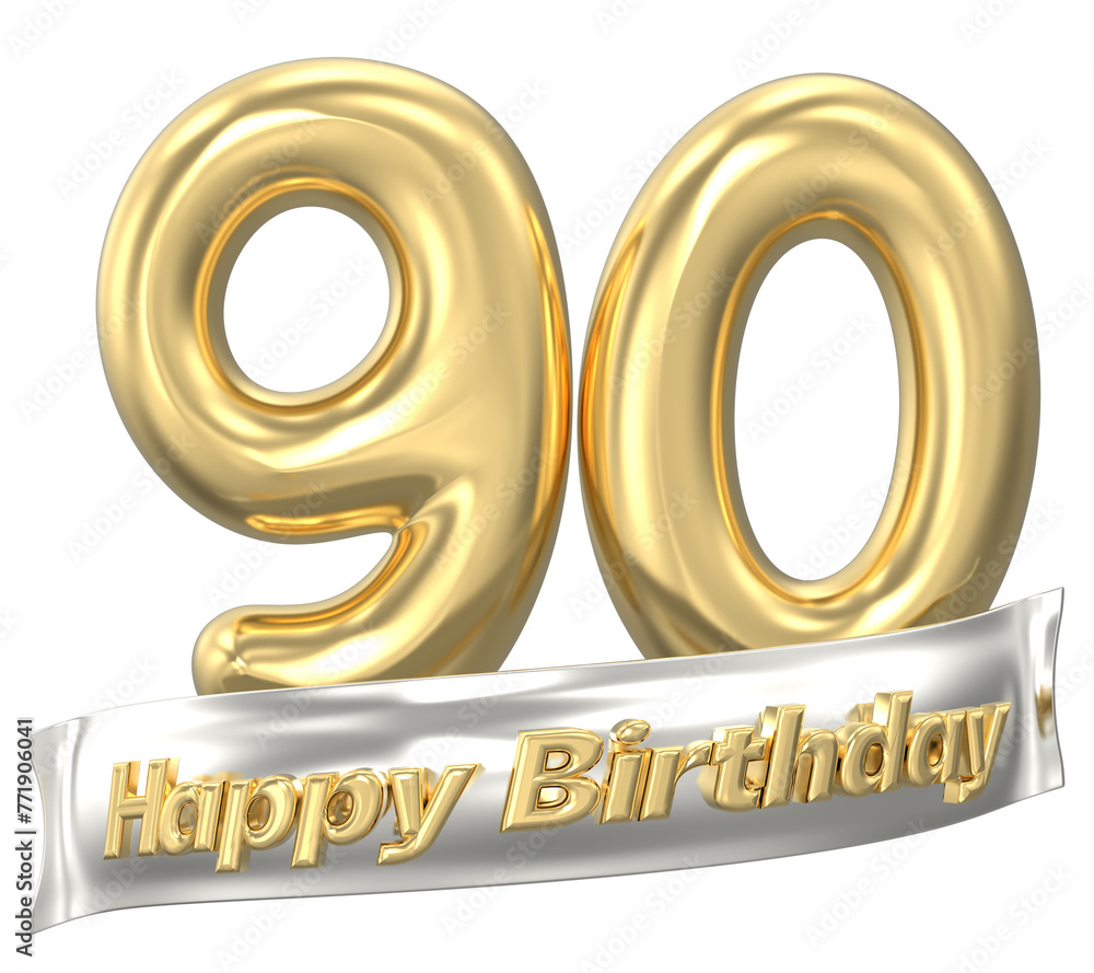 Happy Birthday 90th Gold Number 3D Stock Illustration | Adobe Stock