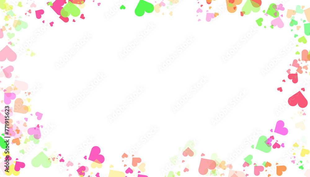 colorful flying hear frame with transparent background, PNG, kawaii ...