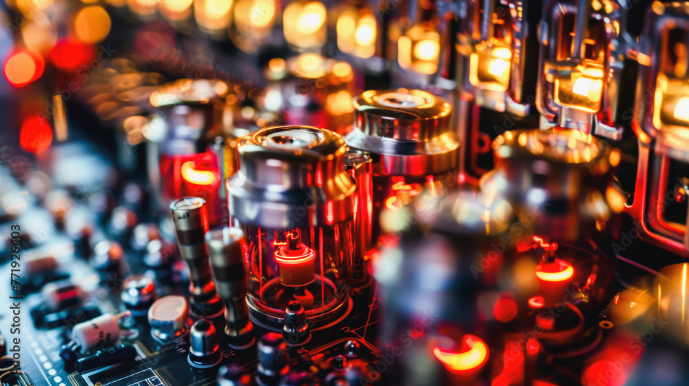 Quantum computer, gold silver mechanism isolated on white background ...