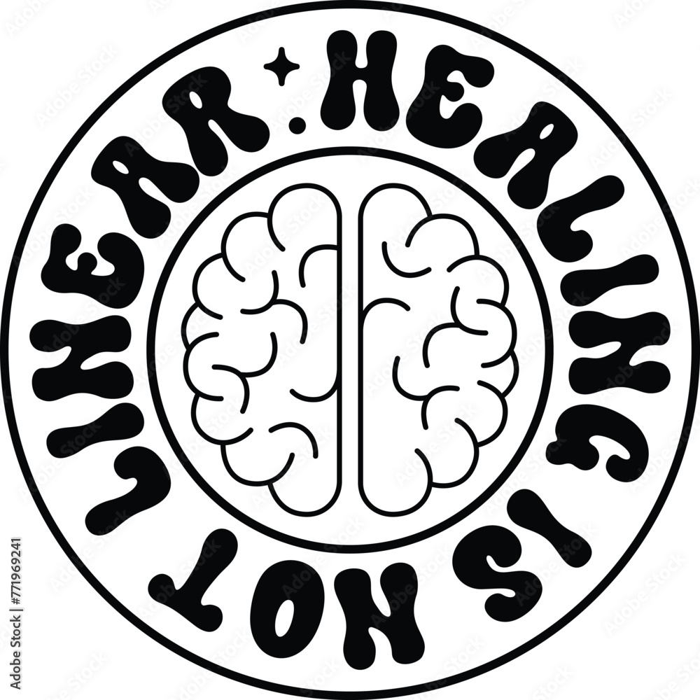 Retro Healing Is Not Linear Svg Retro Mental Health Svg Mental Health