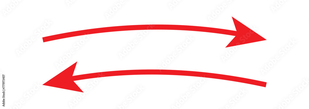 Red dual semi circle arrow. Vector illustration. Semicircular curved ...