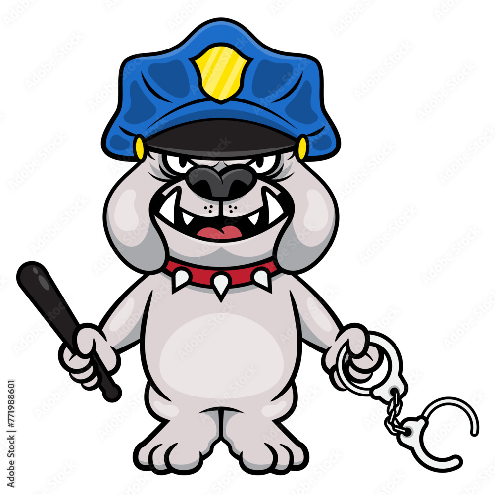 Angry British Bulldog cartoon characters wearing spiked rivet dog ...