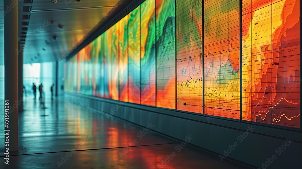 High-resolution screen exhibiting vibrant climate change data ...