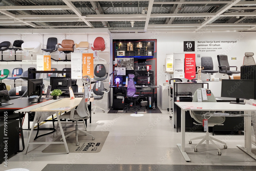 PENANG, MALAYSIA - 27 MAR 2024: Interior view of showroom inside IKEA ...