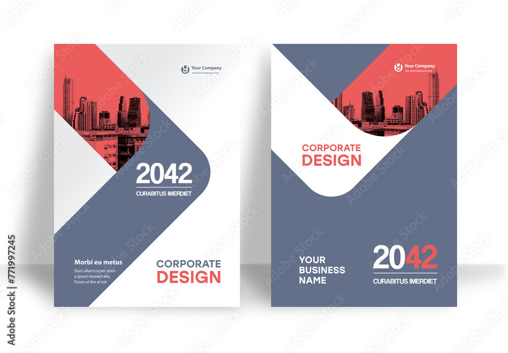 Red and Blue Geometric Book Cover Layout Stock Template | Adobe Stock