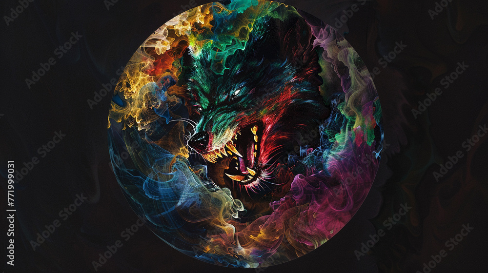 Enigmatic artist channels mythic Fenrir through vibrant alcohol ink on ...