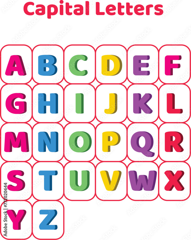 Capital letters A to Z (Expanded text).Colorful 3d English alphabet ...