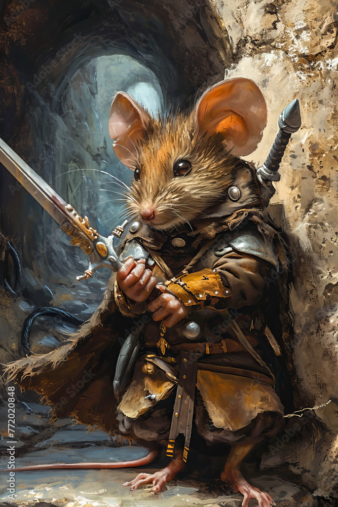 Medieval Warrior Mouse. Generated Image. A digital illustration of a ...
