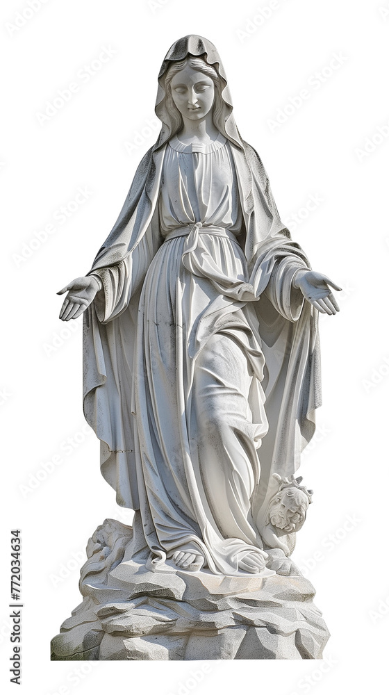 The Virgin Mary as a statue, isolated on a transparent background Stock ...