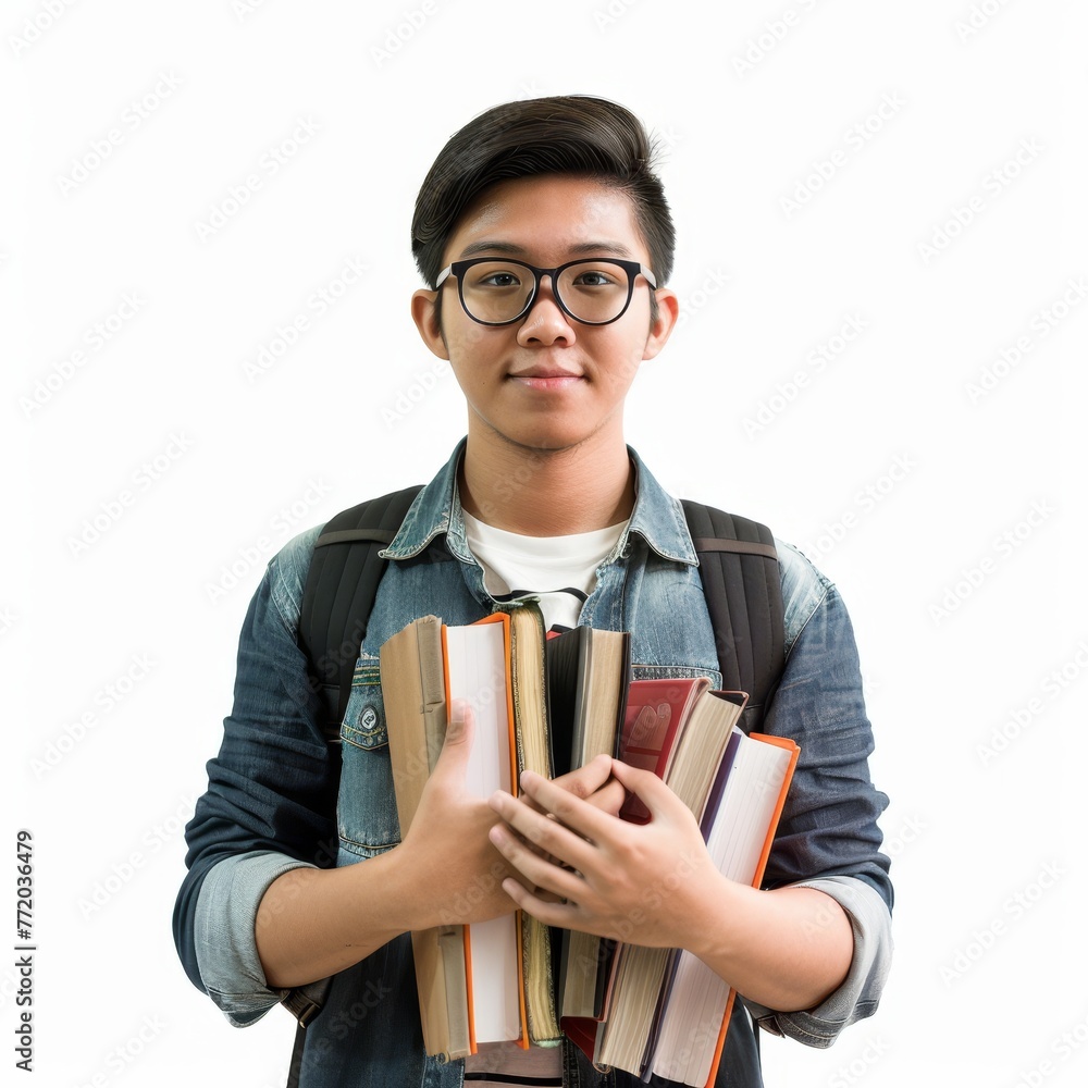 A Singaporean student, with books, embodying the educational ambition ...