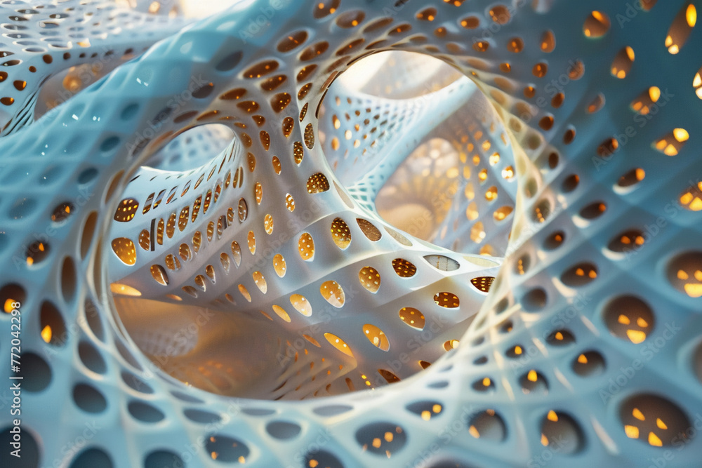 Produce an AI image of an abstract megastructure inspired by the ...