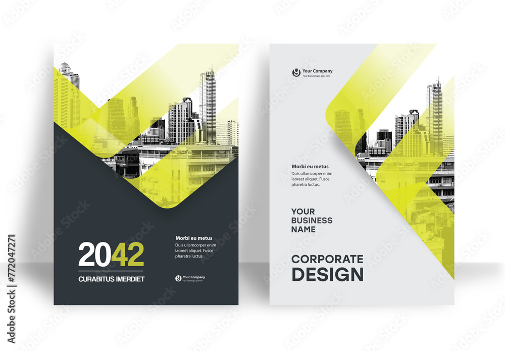Yellow and Black Geometric Book Cover Layout Stock Template | Adobe Stock