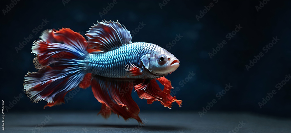 Red and blue Betta fish, siamese fighting fish swimming in the water ...