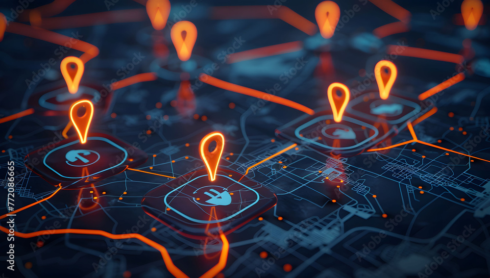 A Digital Map Featuring Interconnected Location Pins Symbolizing Global Network Connectivity