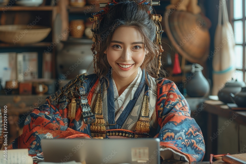 Conceptual the embodiment of beauty Japanese girl meets the spirit of ...