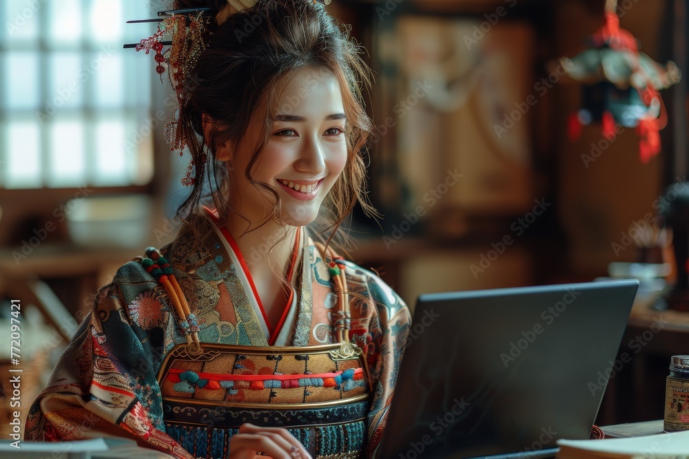 Conceptual the embodiment of beauty Japanese girl meets the spirit of ...