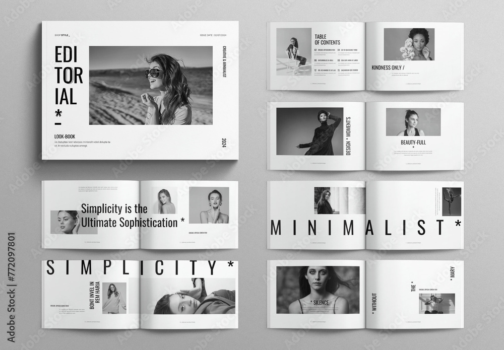 Modelo de Editorial Lookbook Design Template Landscape do Stock | Adobe ...