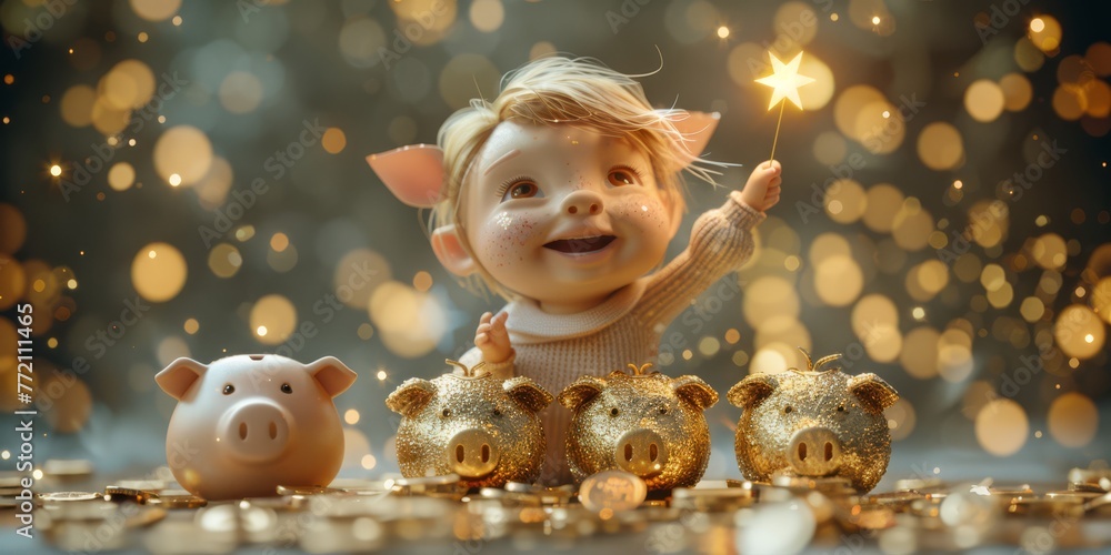 Adorable 3D render of a tiny, fairy godmother-like financial advisor ...