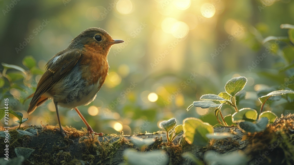 Nightingale weaving through a forest, its song harmonizing with the ...