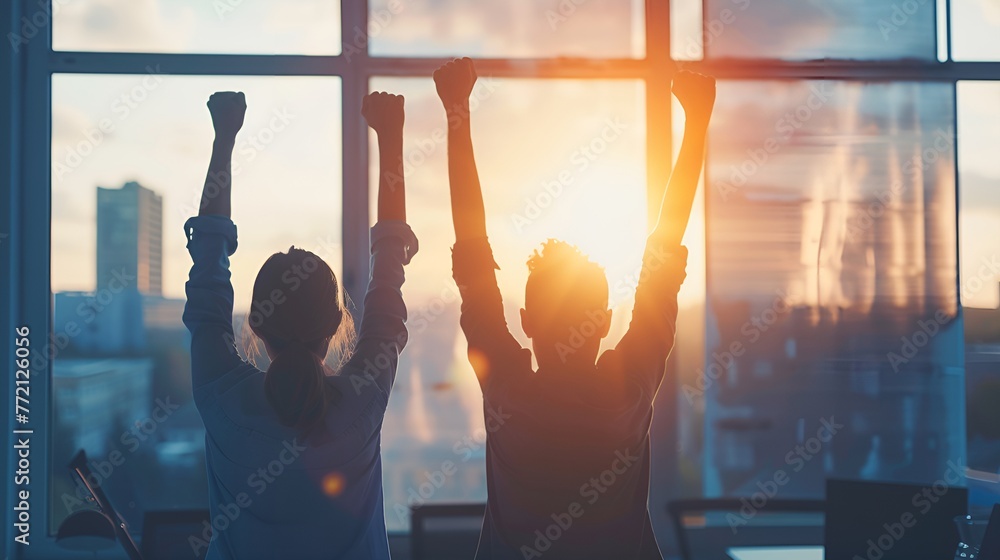 Two People Celebrating a Successful Project Completion, Two people ...