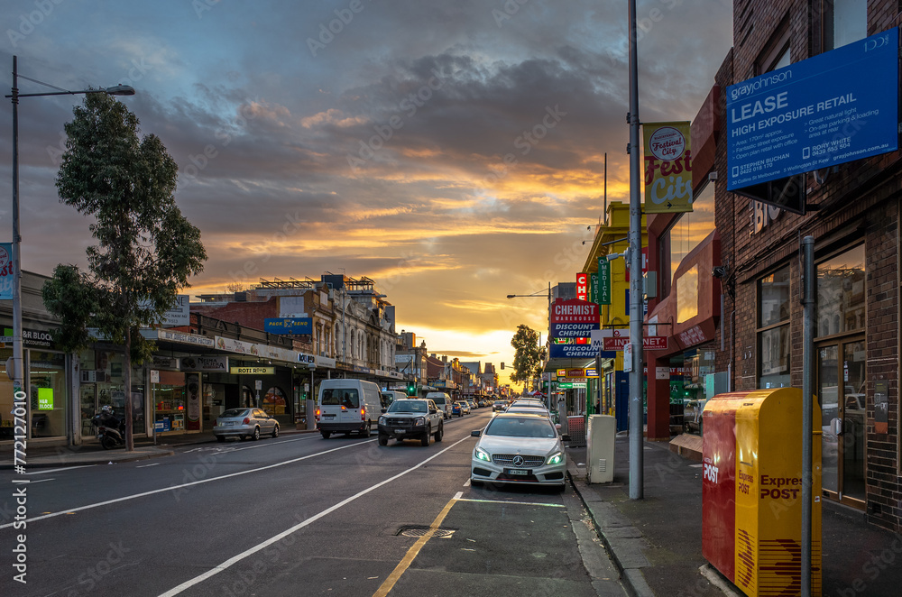 Bustling Barkly street in Footscray, the main commercial street is ...