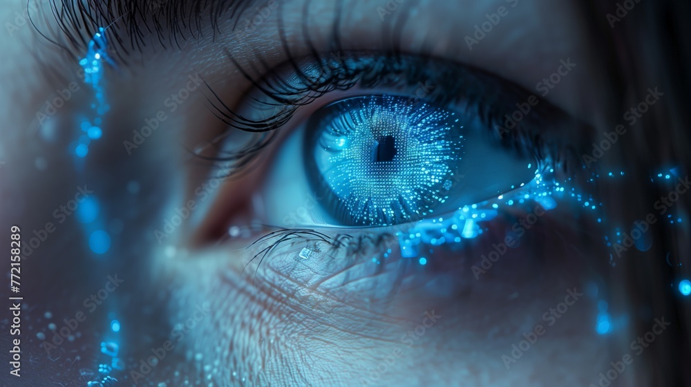 Microchip Implantation for Blindness Healing in a Human Eye Stock Photo ...