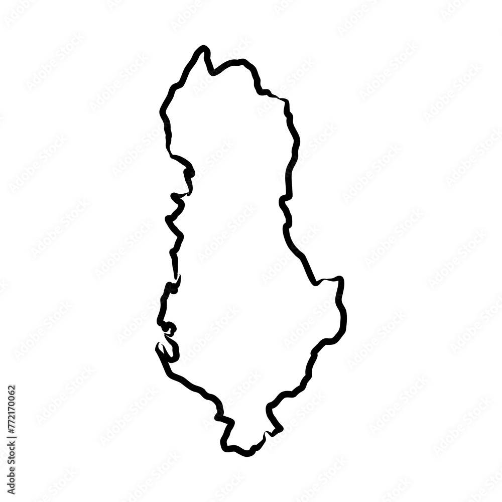 Hand draw map of Albania. Black line drawing sketch. outline doodle on ...