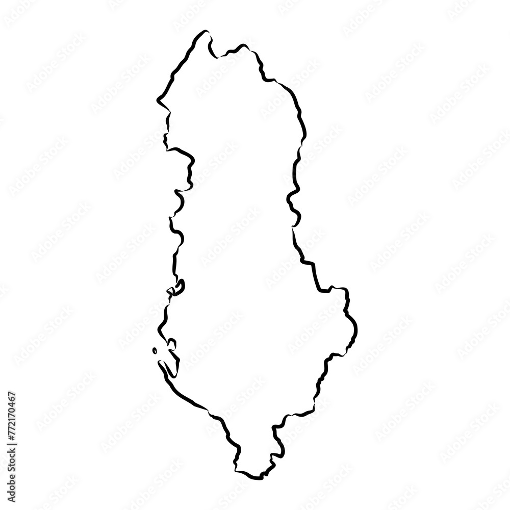 Hand draw map of Albania. Black line drawing sketch. outline doodle on ...
