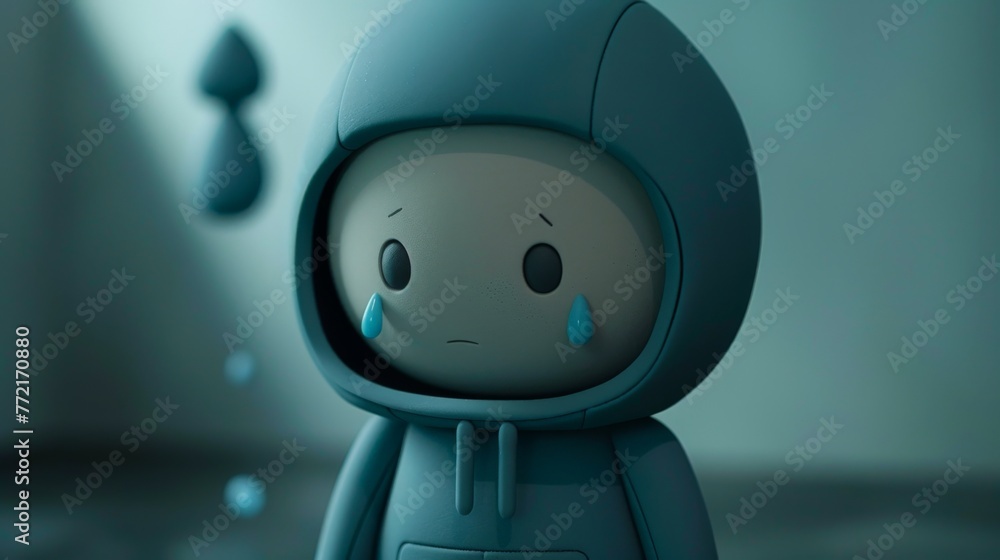 a simple cartoon character with a sad face and tears running over his ...
