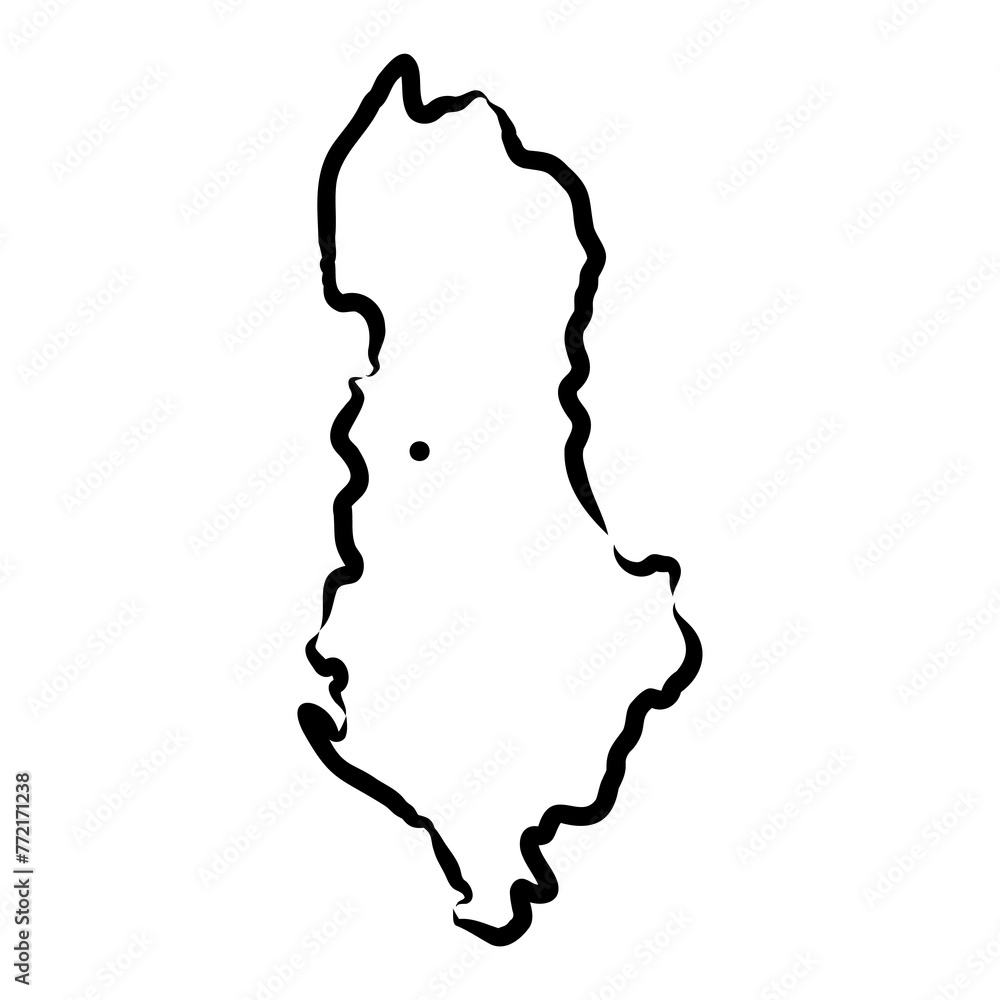 Hand draw map of Albania. Black line drawing sketch. outline doodle on ...
