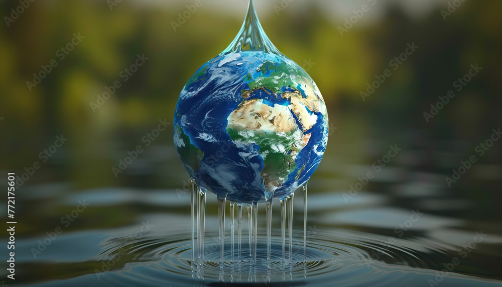 Global Impact: Artistic rendition of a globe resembling a falling water ...
