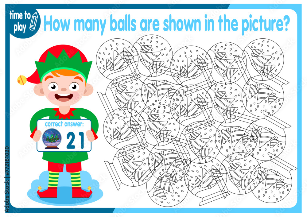 Count how many balls are hidden in the picture. How many objects are ...