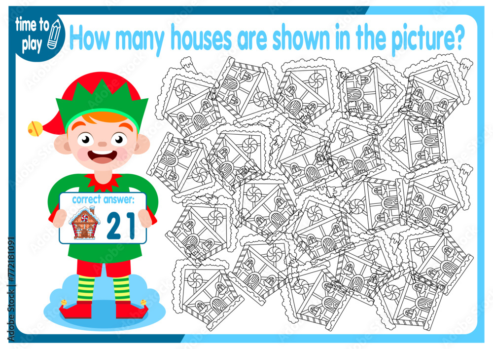 Count how many houses are hidden in the picture. How many objects are ...