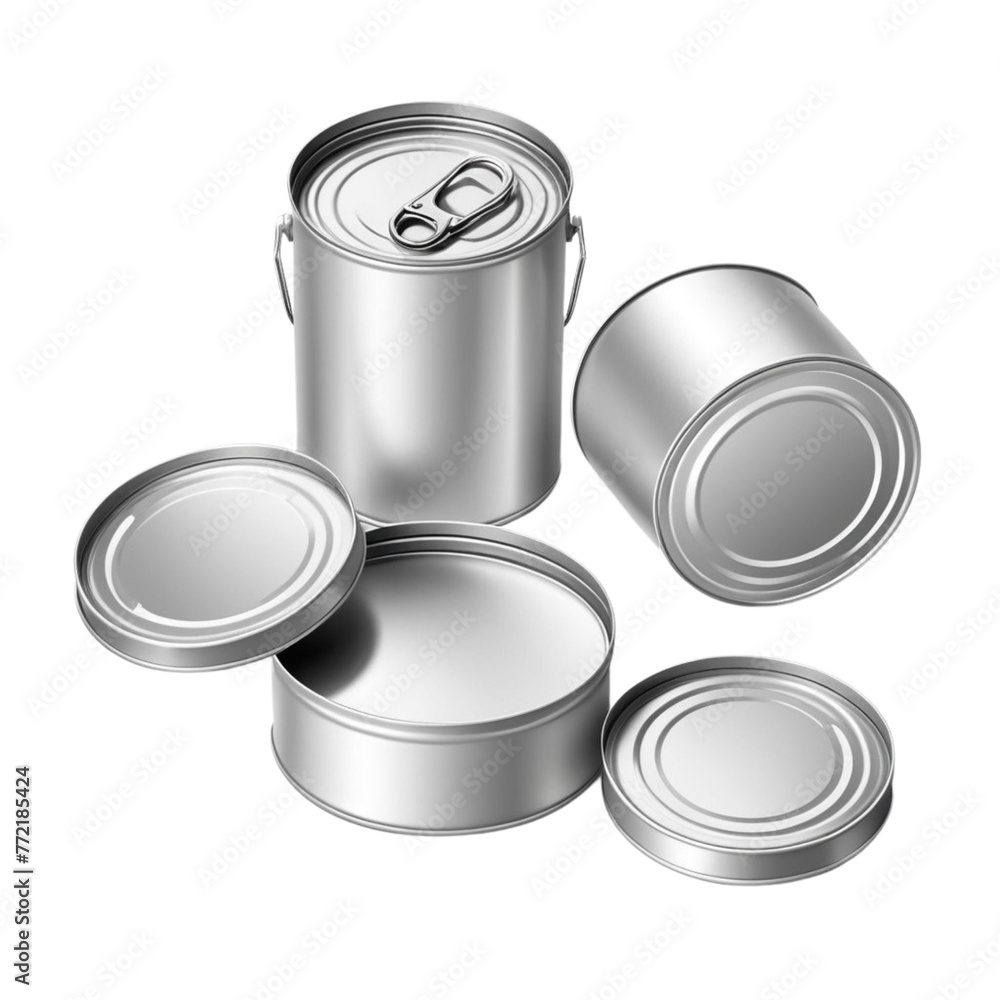 realistic empty tin can and without sardine tin font view on Isolated ...