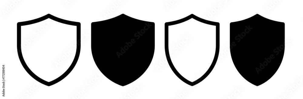Shield and Protection Icon Set. Defense and Security Guarantee Symbols ...