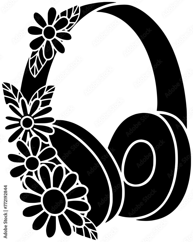 daisy illustration headset silhouette podcast logo music icon audio ...