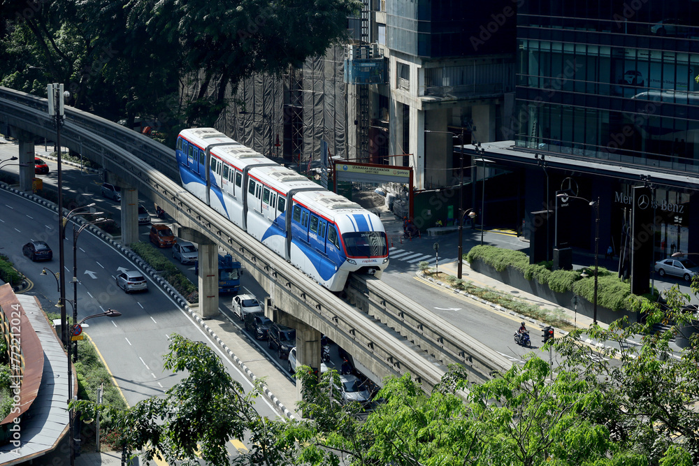 Mass Rapid Transit (MRT) Putrajaya Line Malaysia train. The MRT reduces ...