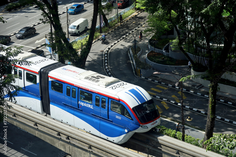 Mass Rapid Transit (MRT) Putrajaya Line Malaysia train. The MRT reduces ...