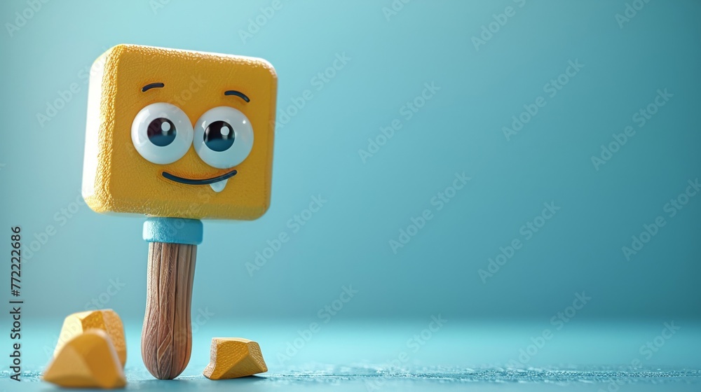 rendered reflex hammer designed as a friendly character ready to check ...