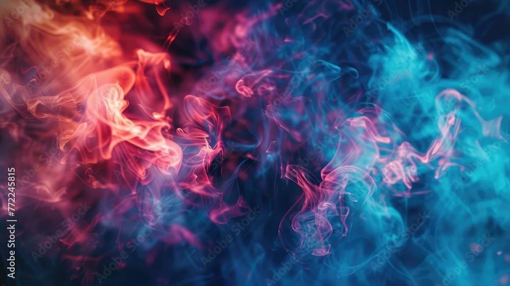 Abstract neon smoke with red and blue colors - This imagined depiction ...