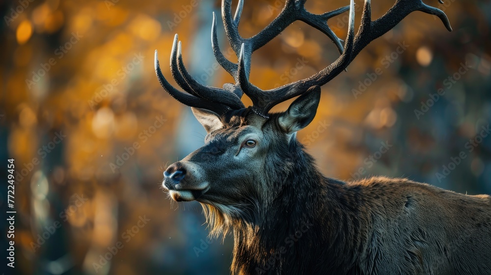 Majestic Elk in Golden Autumn Light - A sharp image portraying a ...