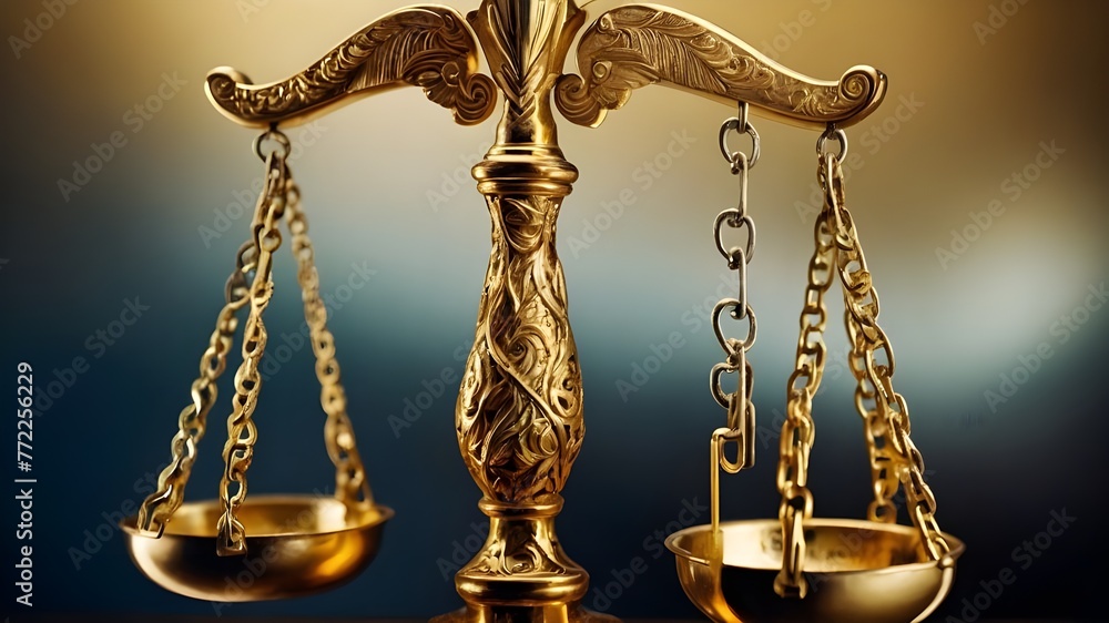 An illustration depicting the scales of justice crafted from gleaming ...