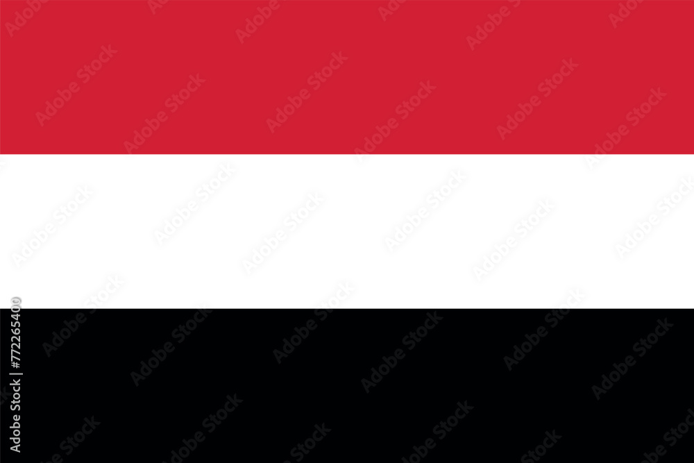 Flag of Yemen. The Yemeni flag is a tricolor of red-white-black. State ...