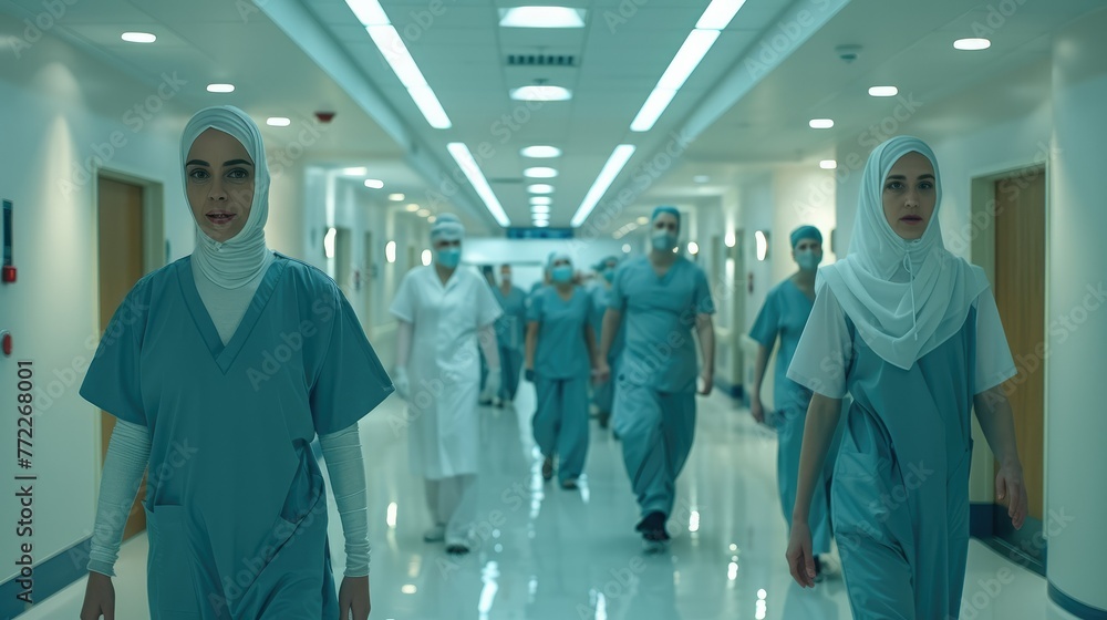 The doctor and nurses synchronized movements as they navigate the ...