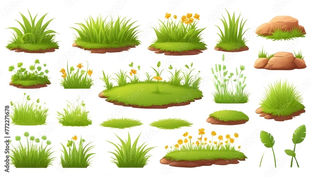 grass design elements illustrations set on isolated white background ...